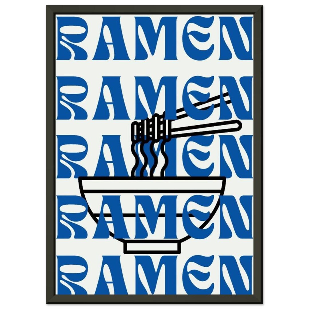 Ramen Poster – Japanese Retro Typography Wall Art | Minimalist Line Art ...