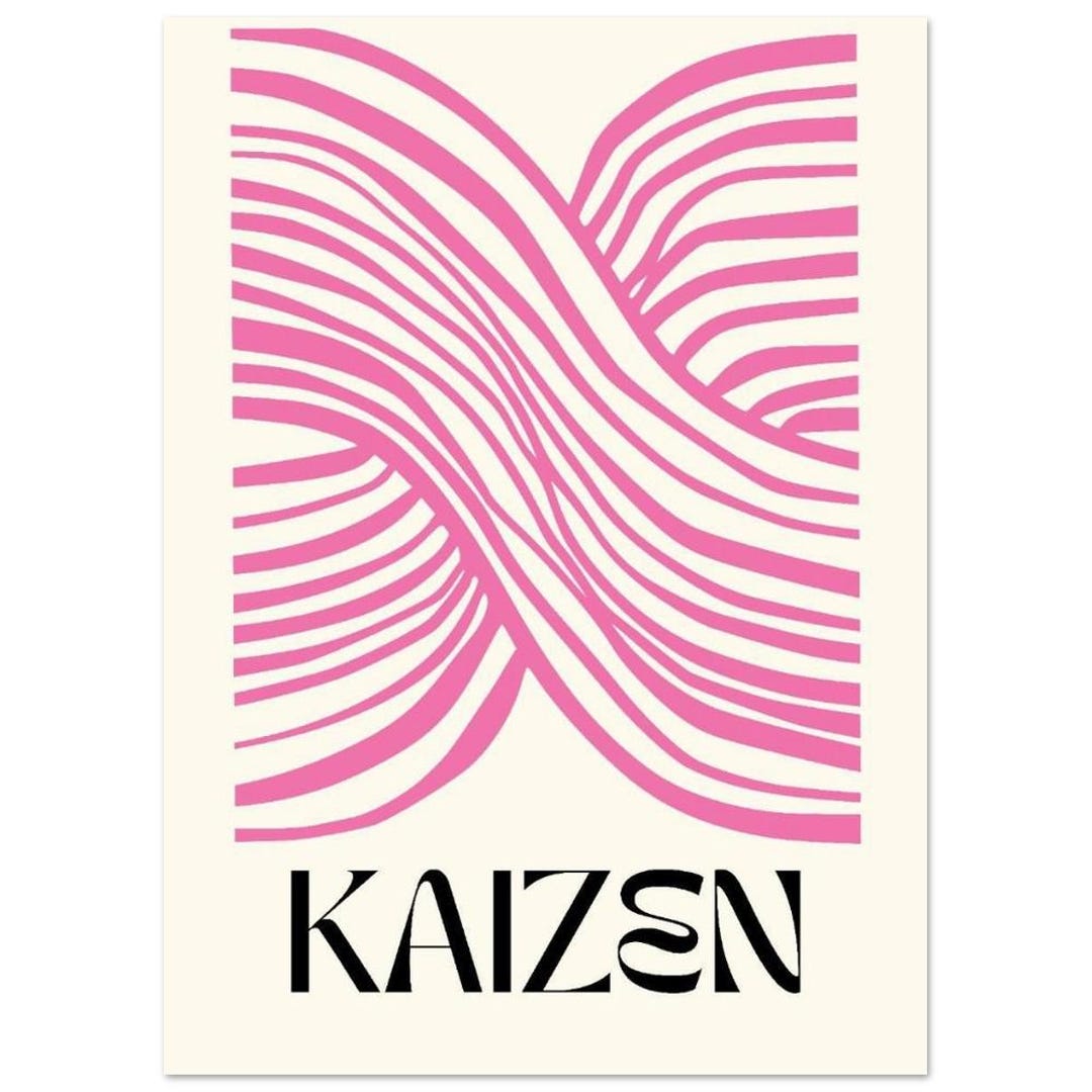 Abstract Pink Waves Poster A3 A4 A5 Kaizen Wall Art Modern Minimalist ...