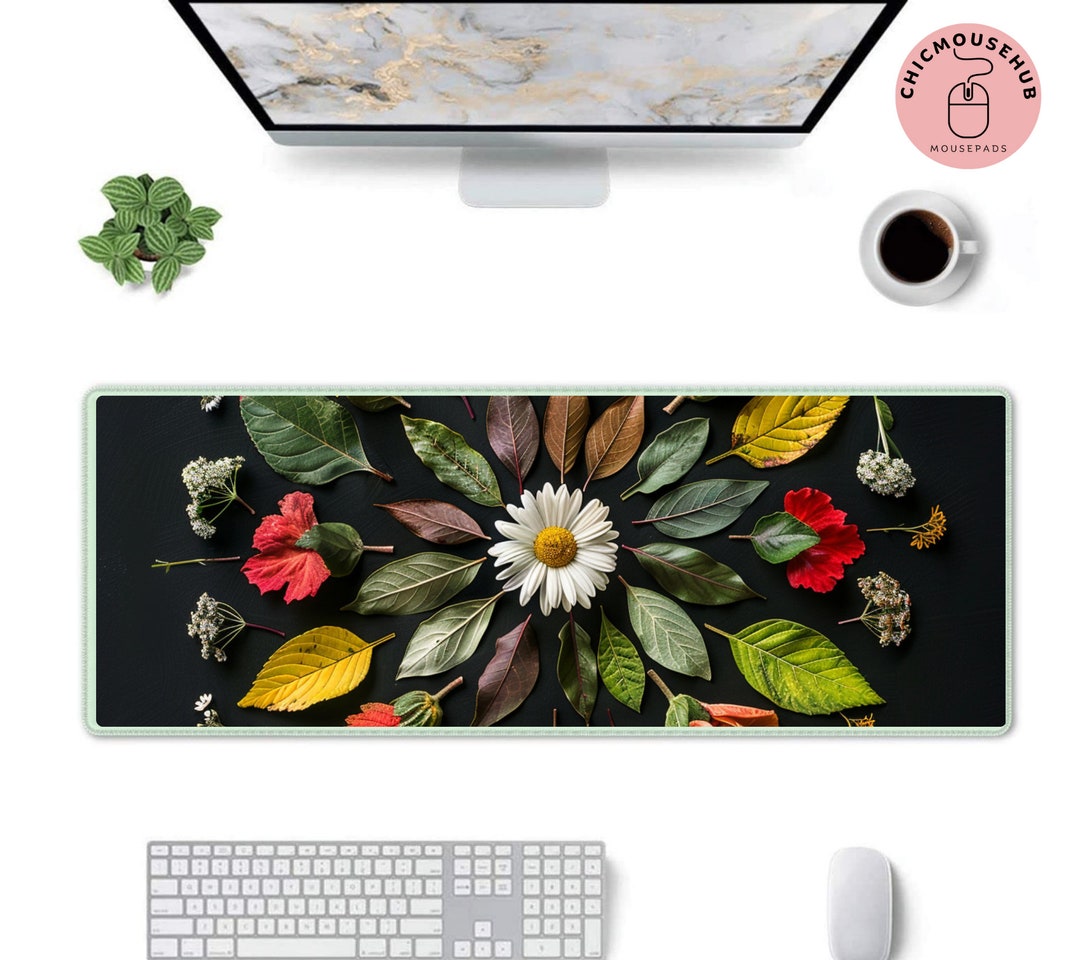 3D Botanical Print Mouse Pad, Floral Desk Pad, Aesthetic Trendy ...