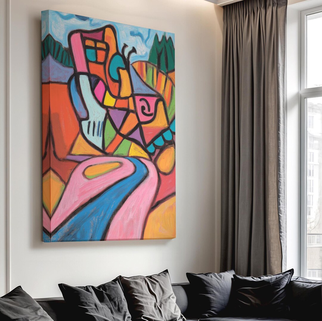 Tall Large Scale Abstract Art. Fine Canvas Print. High-end Mansion Wall ...