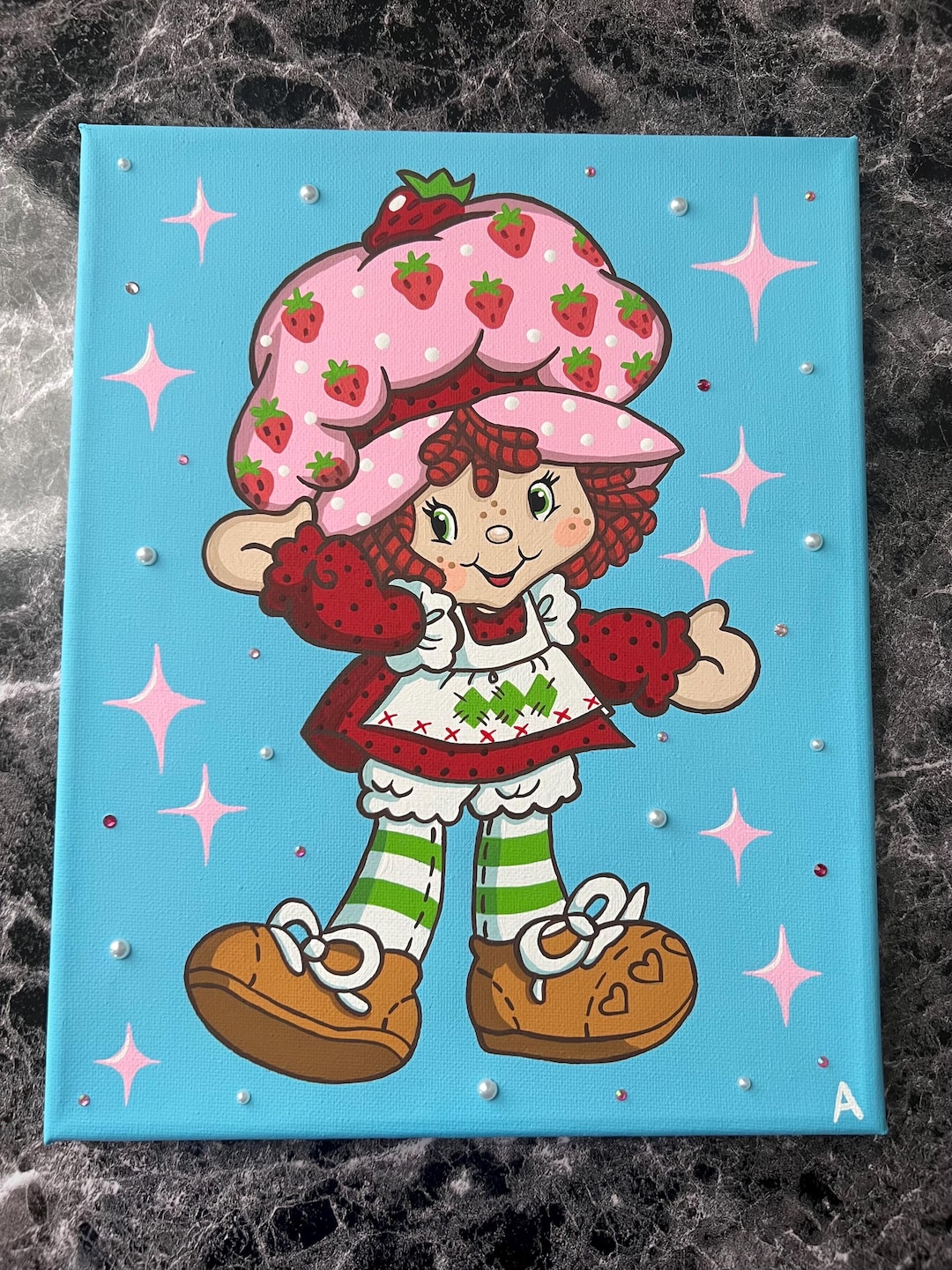Strawberry Shortcake 1980 Cartoon Acrylic Painting on 10x12 Canvas - Etsy