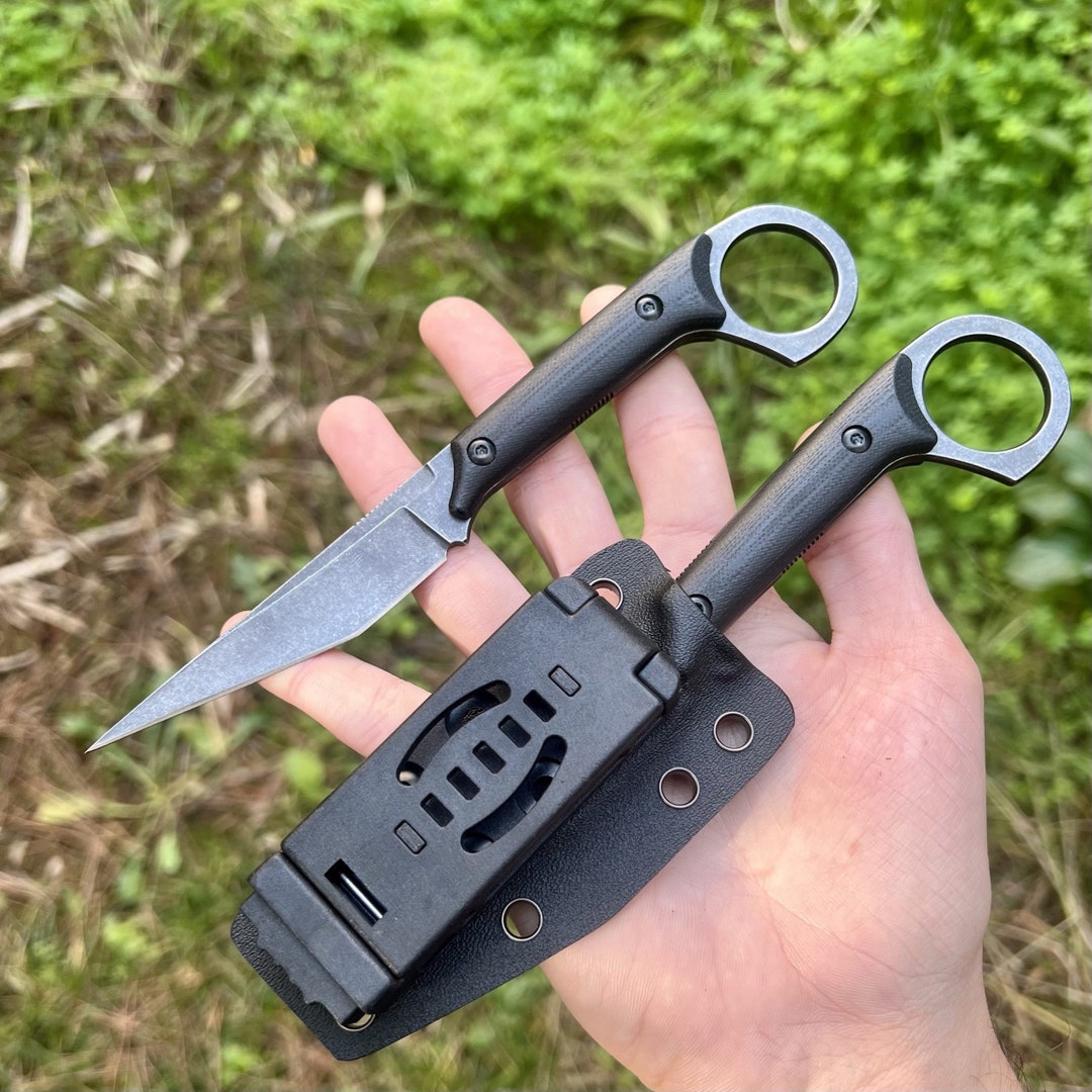 Karambit Style Spade Knife Ring Knife Claw Kydex Case 440C Steel - Etsy