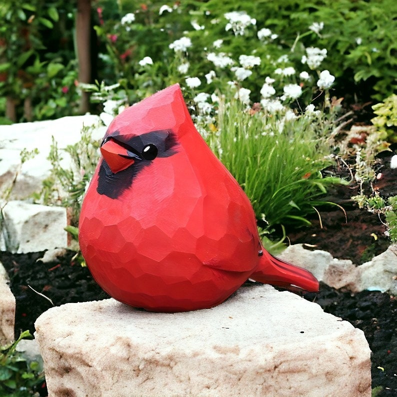 Red Bird Statue Garden , Outdoor Yard Decoration, Lawn Ornament, Porch ...