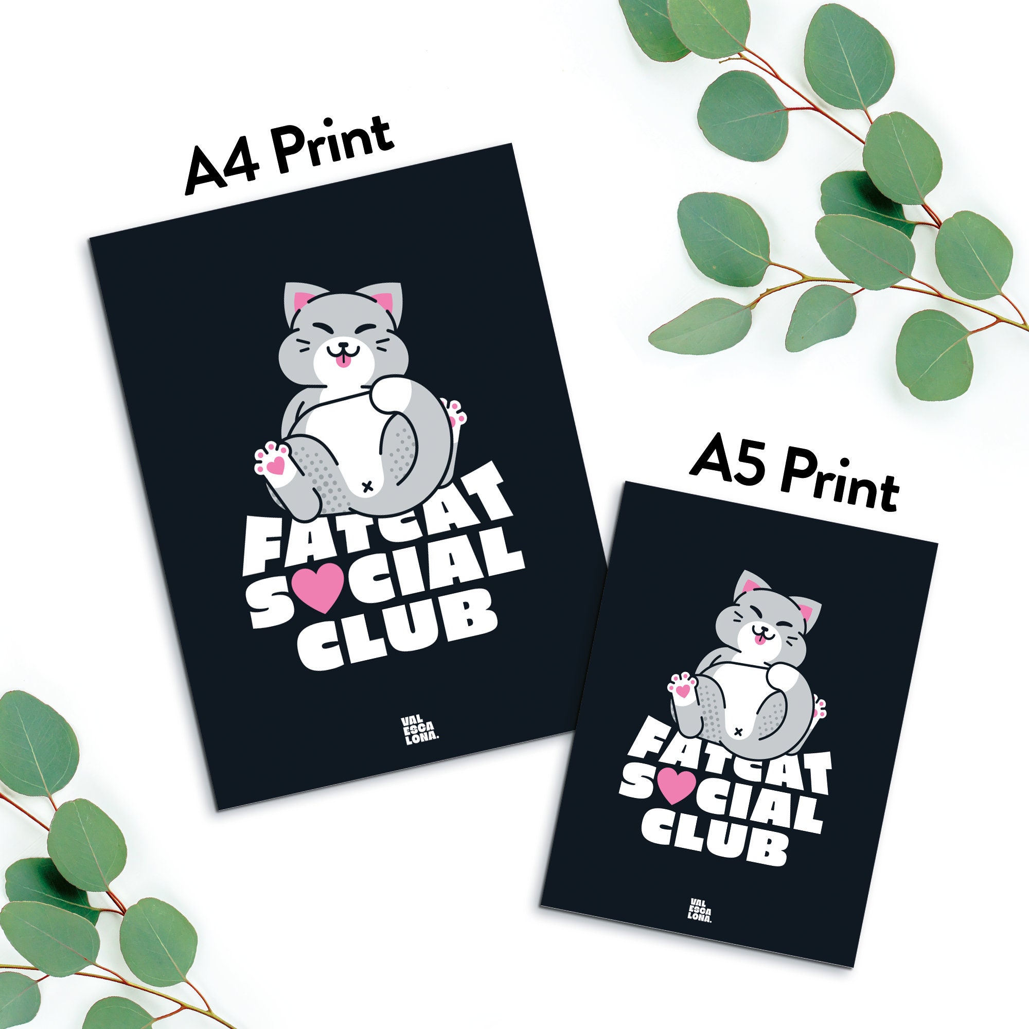 Fat Cat Social Club Sitting Wall Print | Funny Kitty Decor | Funny Cat ...