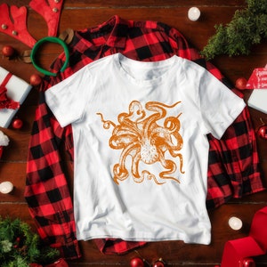 Octopus Japanese Calligraphy T Shirt Gyotaku Traditional Art - Etsy