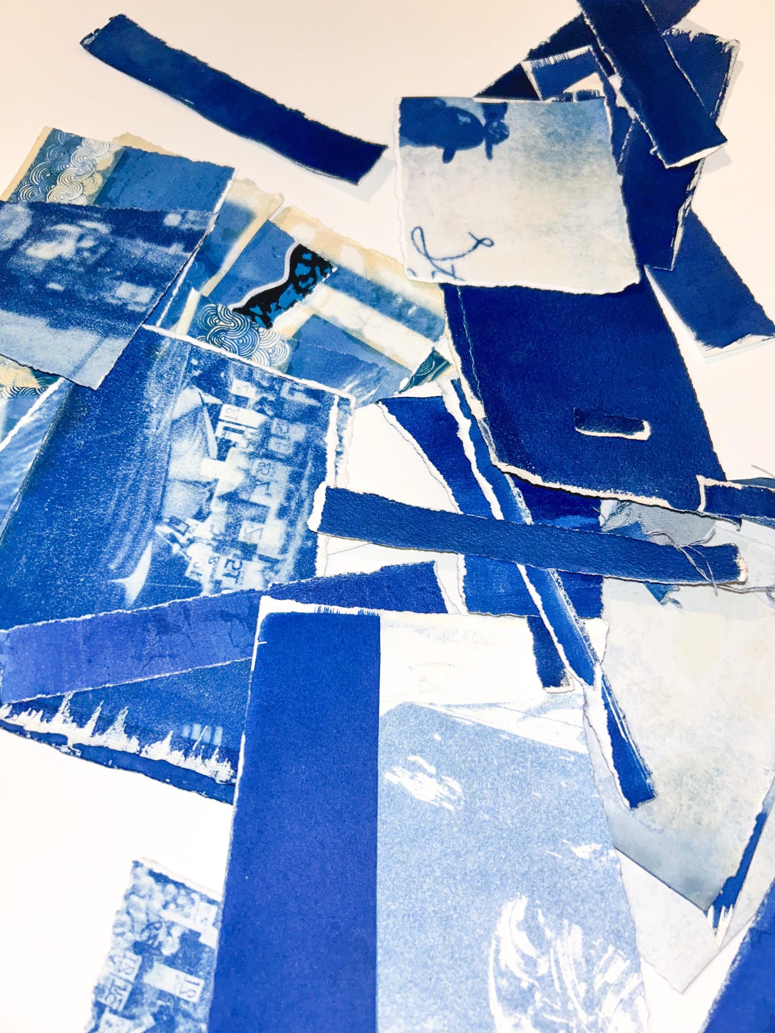 Cyanotype Scrap Paper Pack for Collage Crafts - Etsy