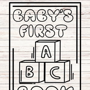 Baby Shower Game, Baby's First ABC Book Art Coloring Sheet Page, Baby ...
