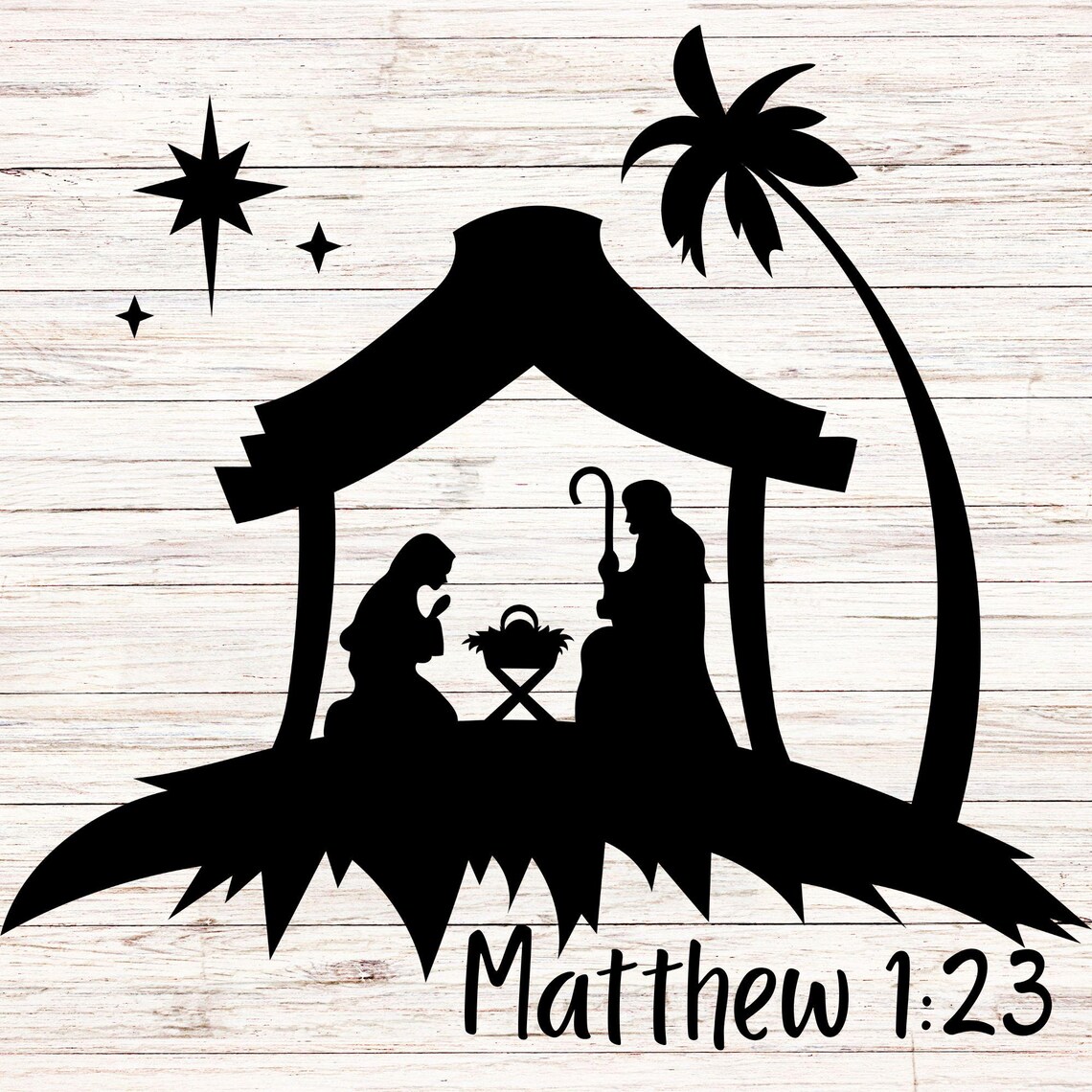 Nativity Scene SVG PNG - Matthew 1:23, Christian Christmas (digital ...