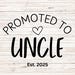 Uncle SVG, Promoted to Uncle 2025 Svg, Digital Download File, Digital ...