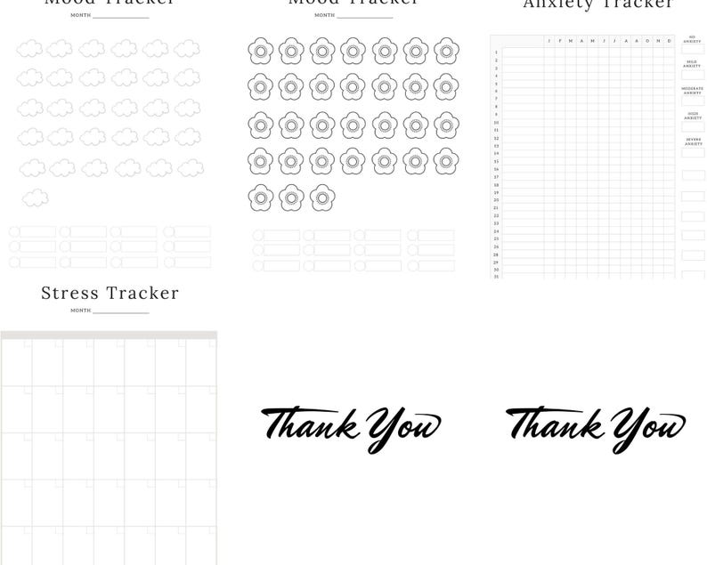 Mood Tracker Printable Bundle, Stress & Anxiety, Monthly or Weekly ...
