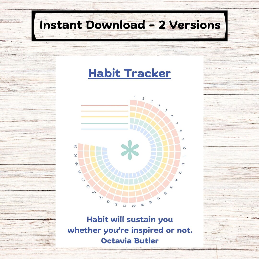 Habit Tracker, Circle Habit Tracker, Monthly Habit Tracker, Habit ...