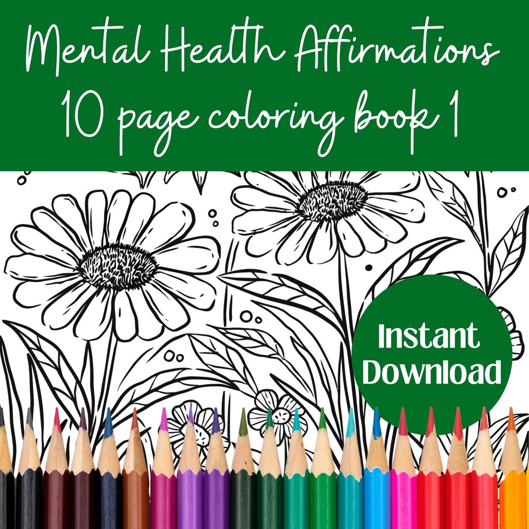 Mental Health Awareness Affirmation Coloring Pages, Anxiety Relief ...