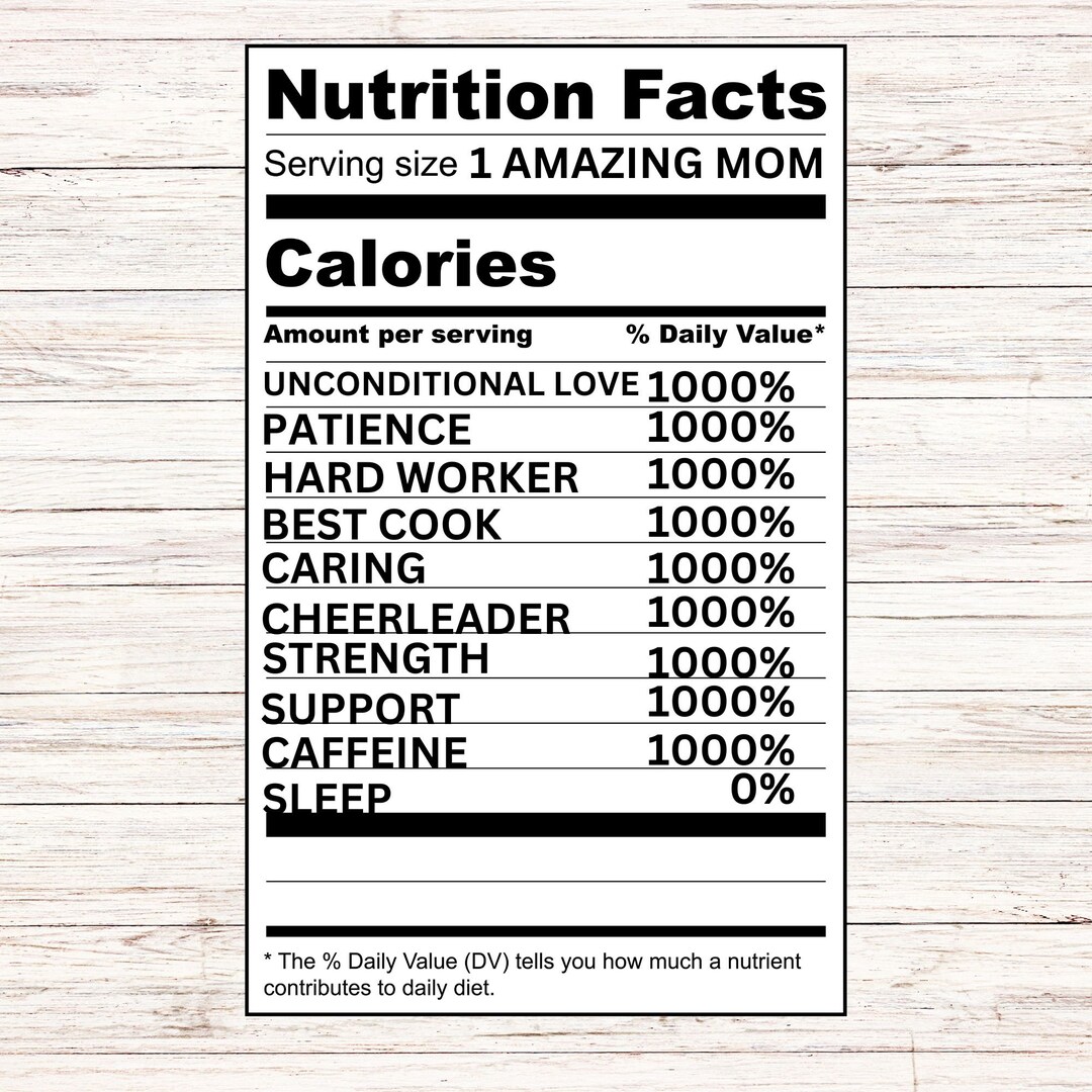 Great Mom Nutrition Facts SVG, Mom Svg, Mother's Day Svg, Mother, Mom ...