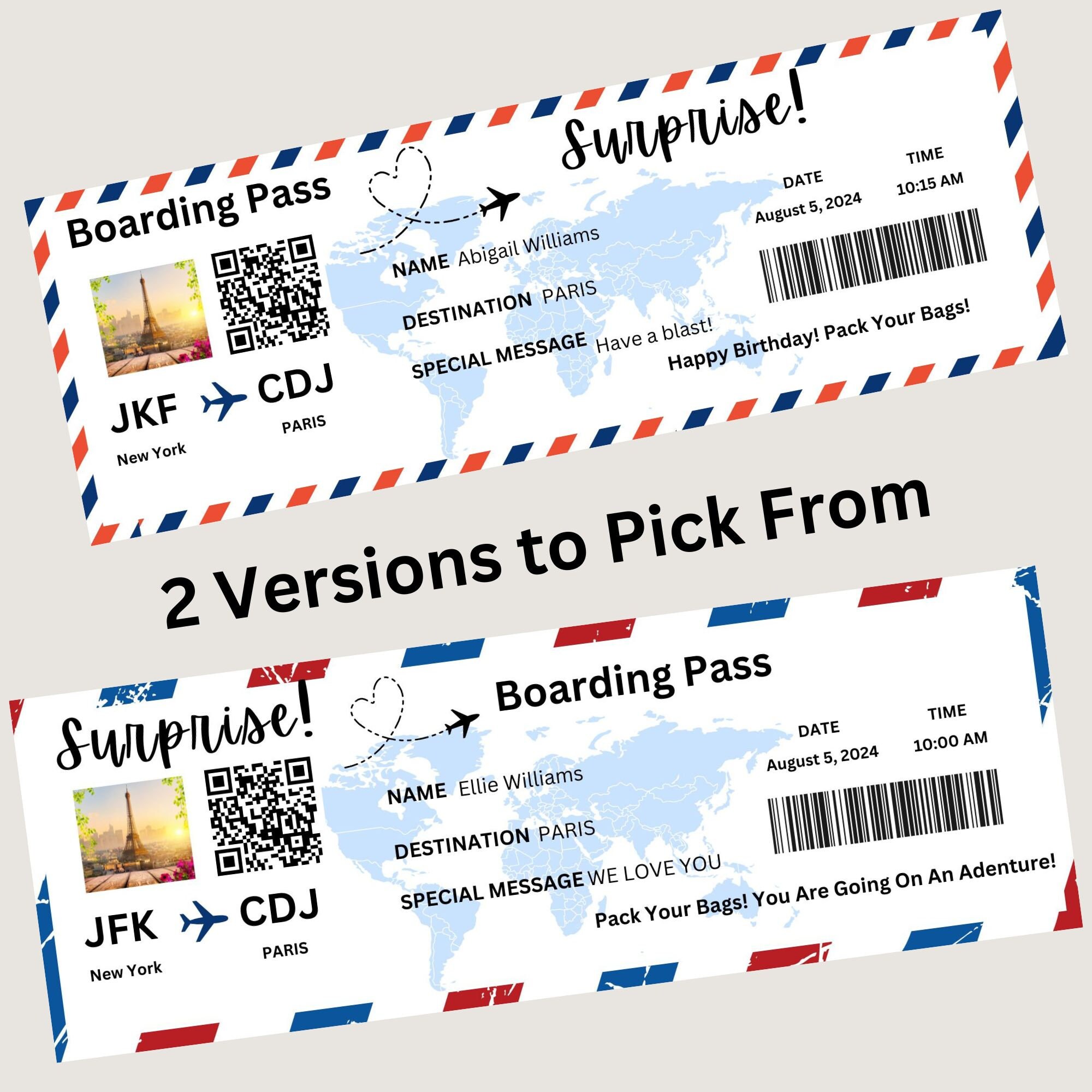 Personalization, Editable Boarding Pass Template, Canva Boarding Pass ...