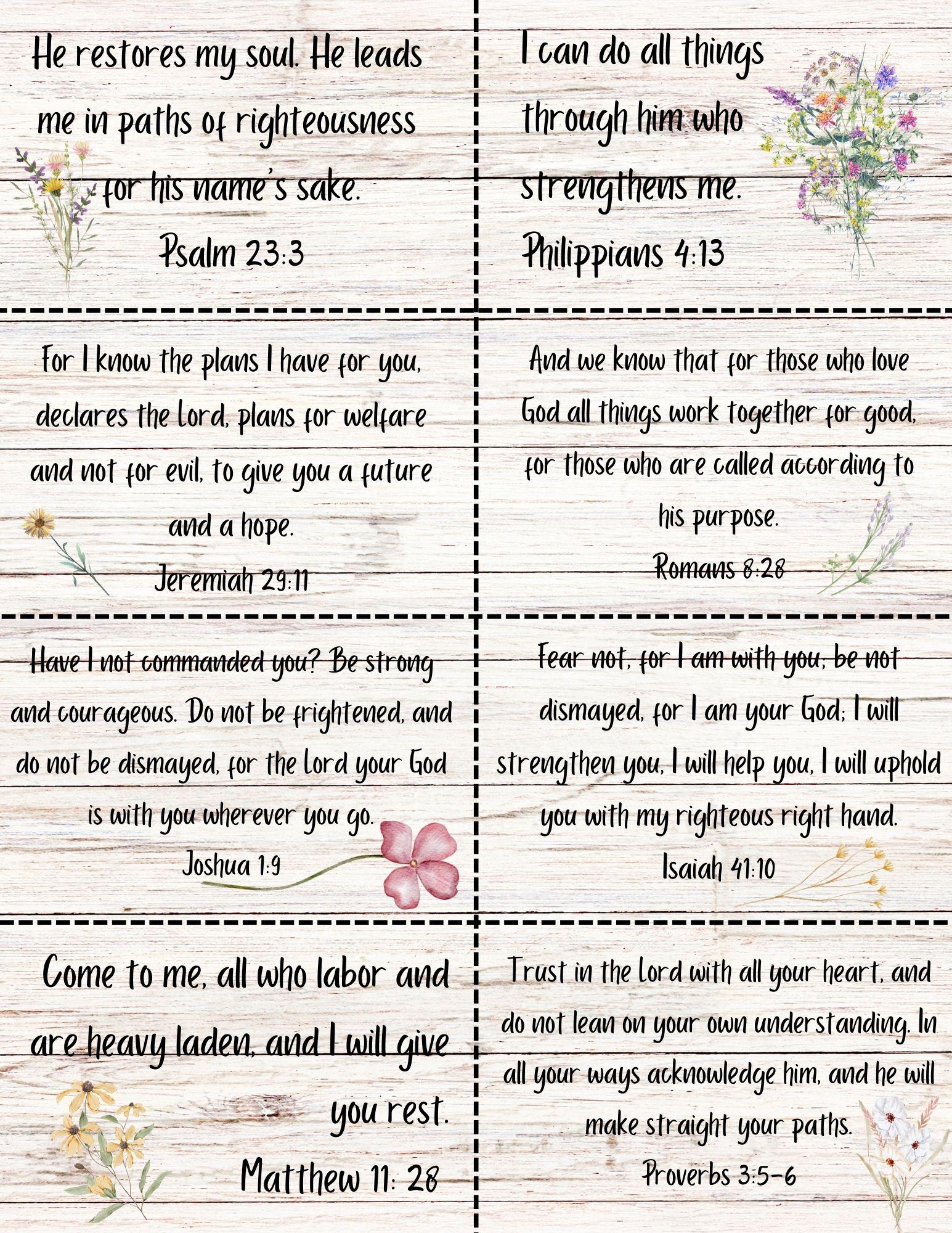 Bible Verse Cards, ESV Bible Cards, Bible Memory Verse Cards, Scripture ...