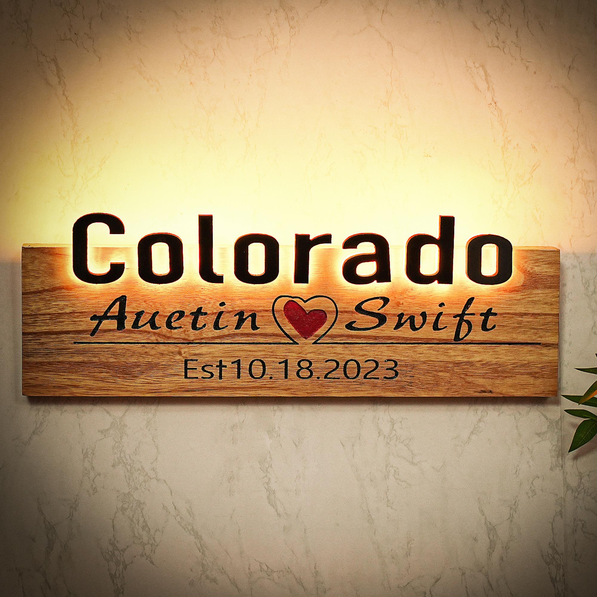 Personalized LED Wood Sign With Backlight Custom Rustic Name Plaque for ...