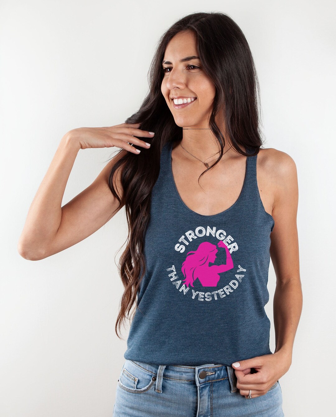 Women Fitness Tank Top, Stronger Than Yesterday, Exercise Tank ...
