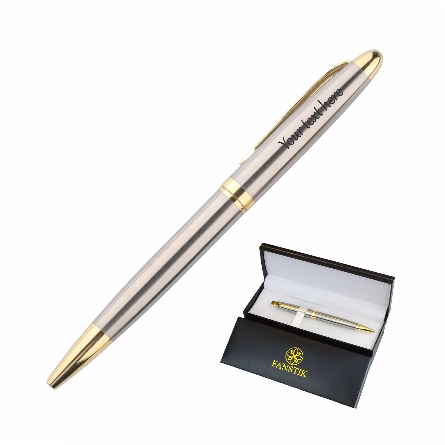 Personalized Pen, Elegant Engraved Pen. Luxury Customized Ballpoint Metal Pen. Stainless Steel ...