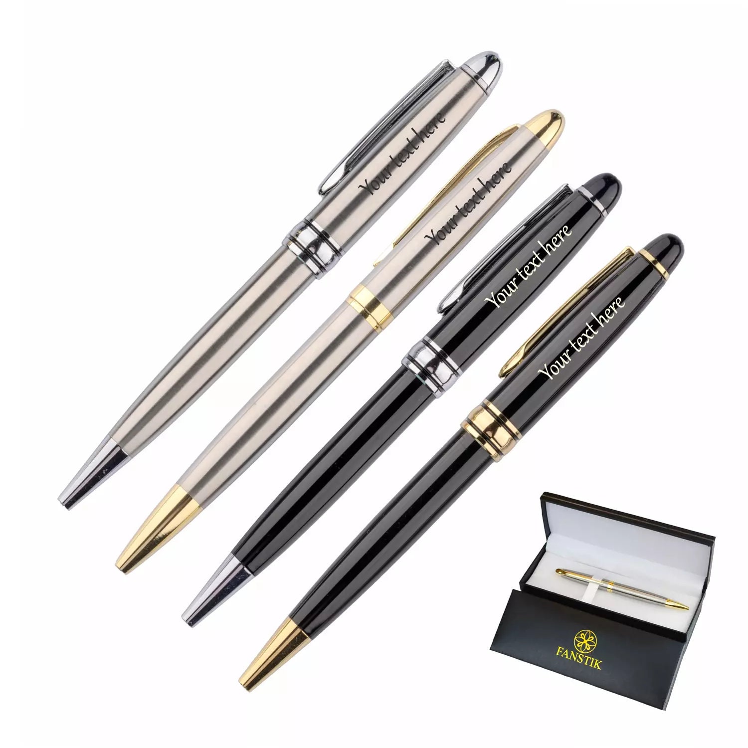Personalized Pen, Elegant Engraved Pen. Luxury Customized Ballpoint Metal Pen. Stainless Steel ...