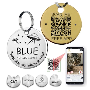 Personalized QR Code Pet Id Tag Made in USA Customize Both Tag & Web ...
