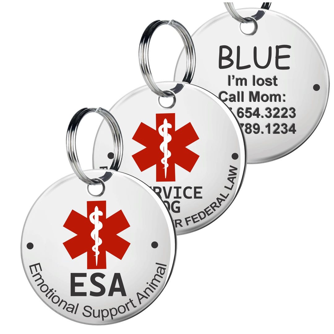 Engraved Personalized Pet ID ESA Tag, Custom Emotional Support Animal ...