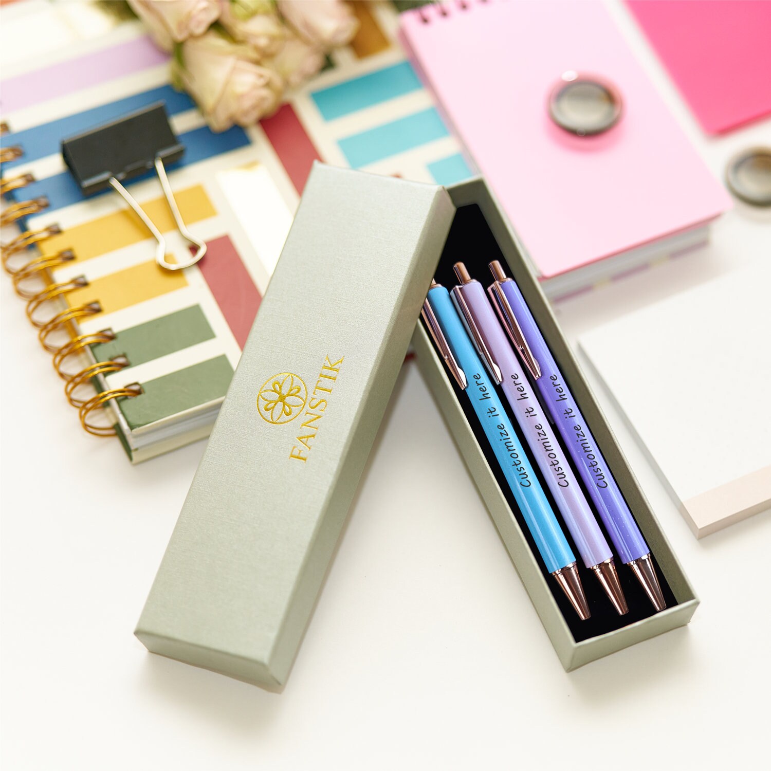 Customized Pastel Pen Set 3pack. Gift Set, Luxury Pretty Pens, Thank ...