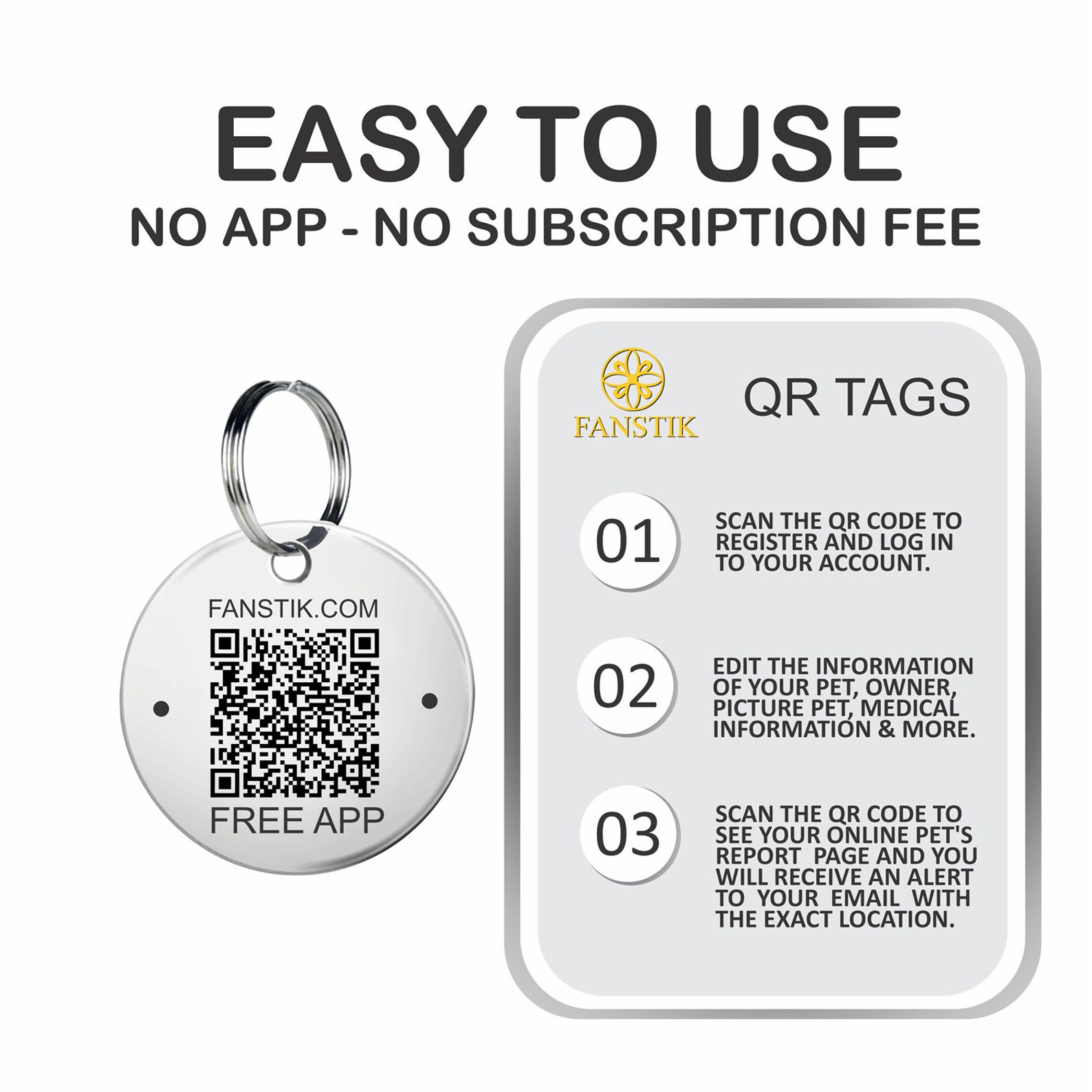 Personalized QR Code Pet Id Tag Made in USA - Customize Both Tag & Web ...