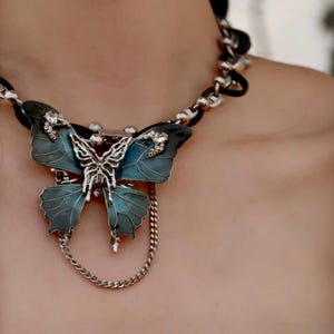 UV Dip Resin Butterfly Necklace Choker, Handmade Necklace Choker ...
