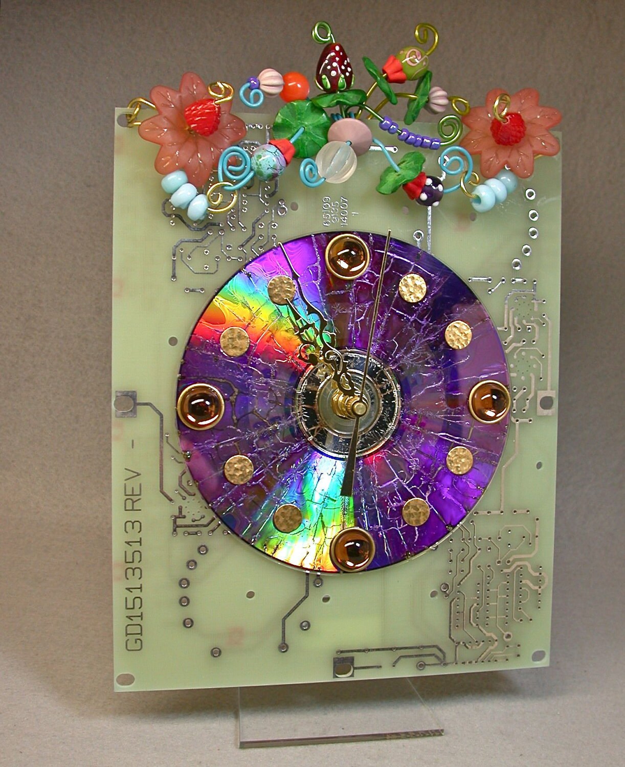 Recycled CIRCUIT BOARD CLOCK Techie Geek Flower Garden Vintage - Etsy