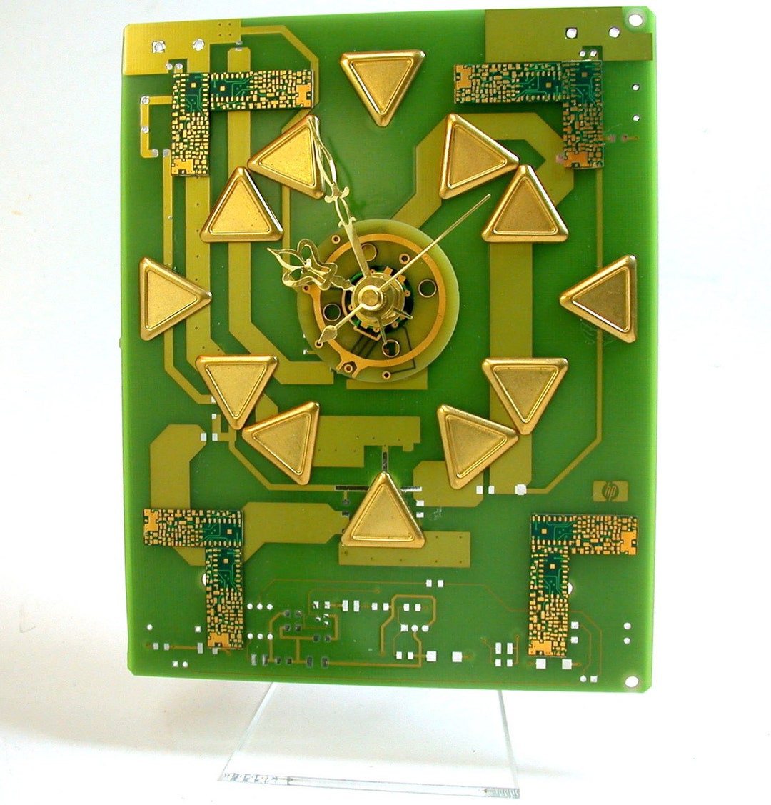 Recycled 24K CIRCUIT BOARD Desk Clock Gold Lime Green - Etsy