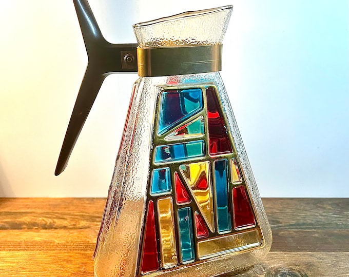 MCM Mid Century Inland Renaissance Stained Glass Triangle Shaped Coffee ...