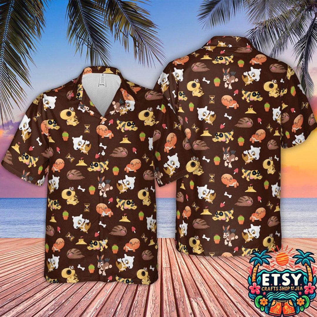 Pattern Pokemon Hawaiian Shirt, Pattern Cubone Button up Shirt, Pokemon ...