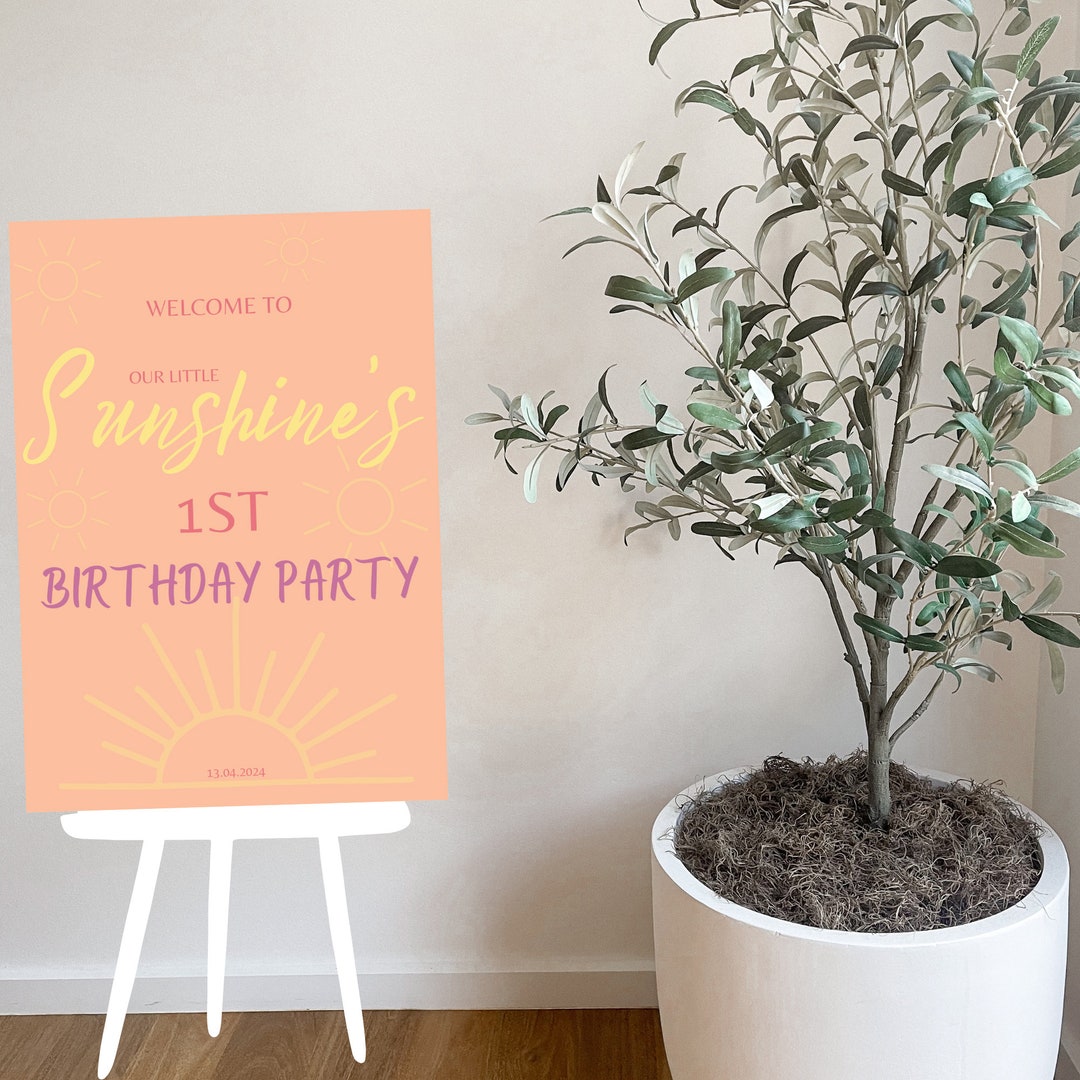Our Little Sunshine is Turning One Welcome Sign, 1st Birthday Theme ...