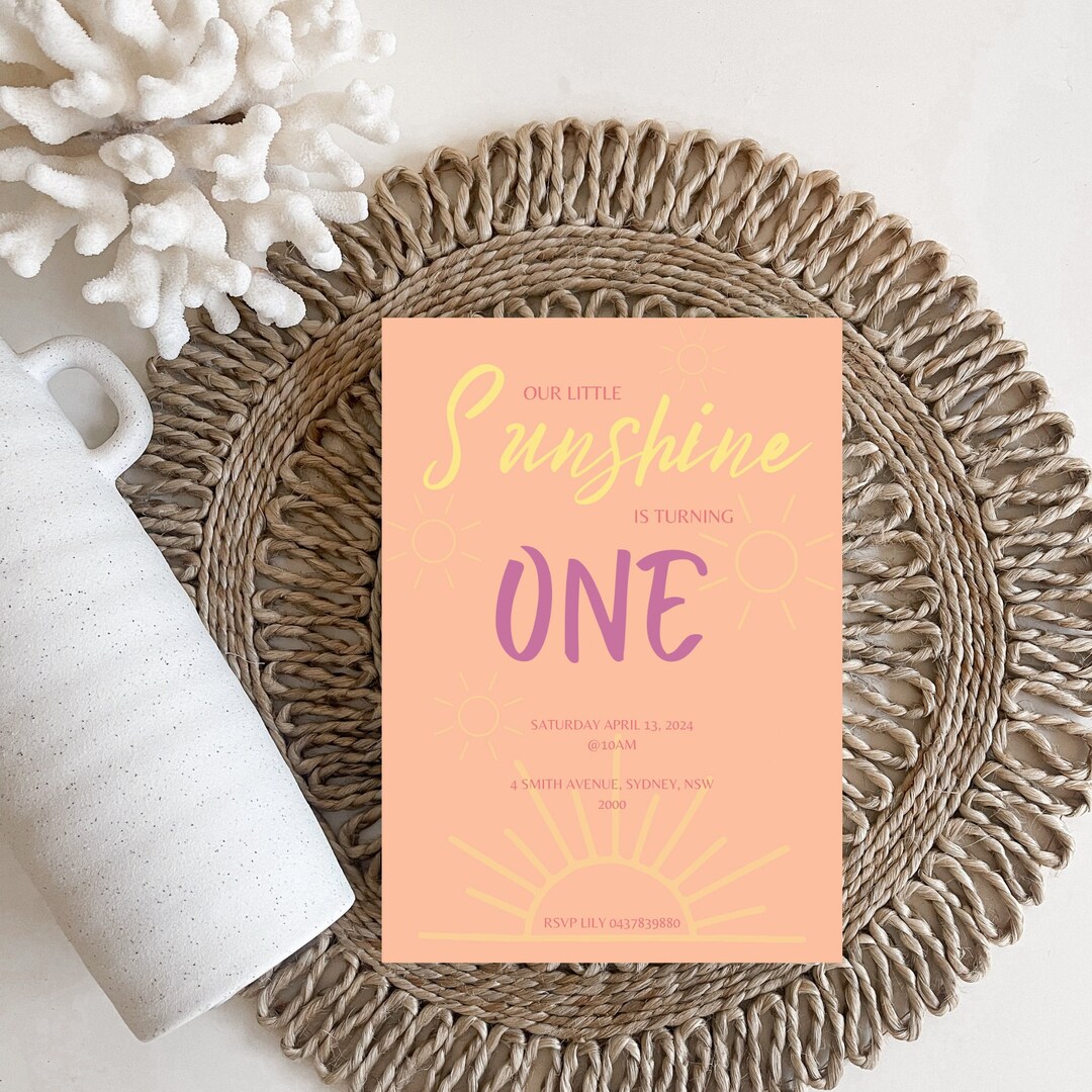 Our Little Sunshine is Turning One, Little Sunshine Invitation, Little ...