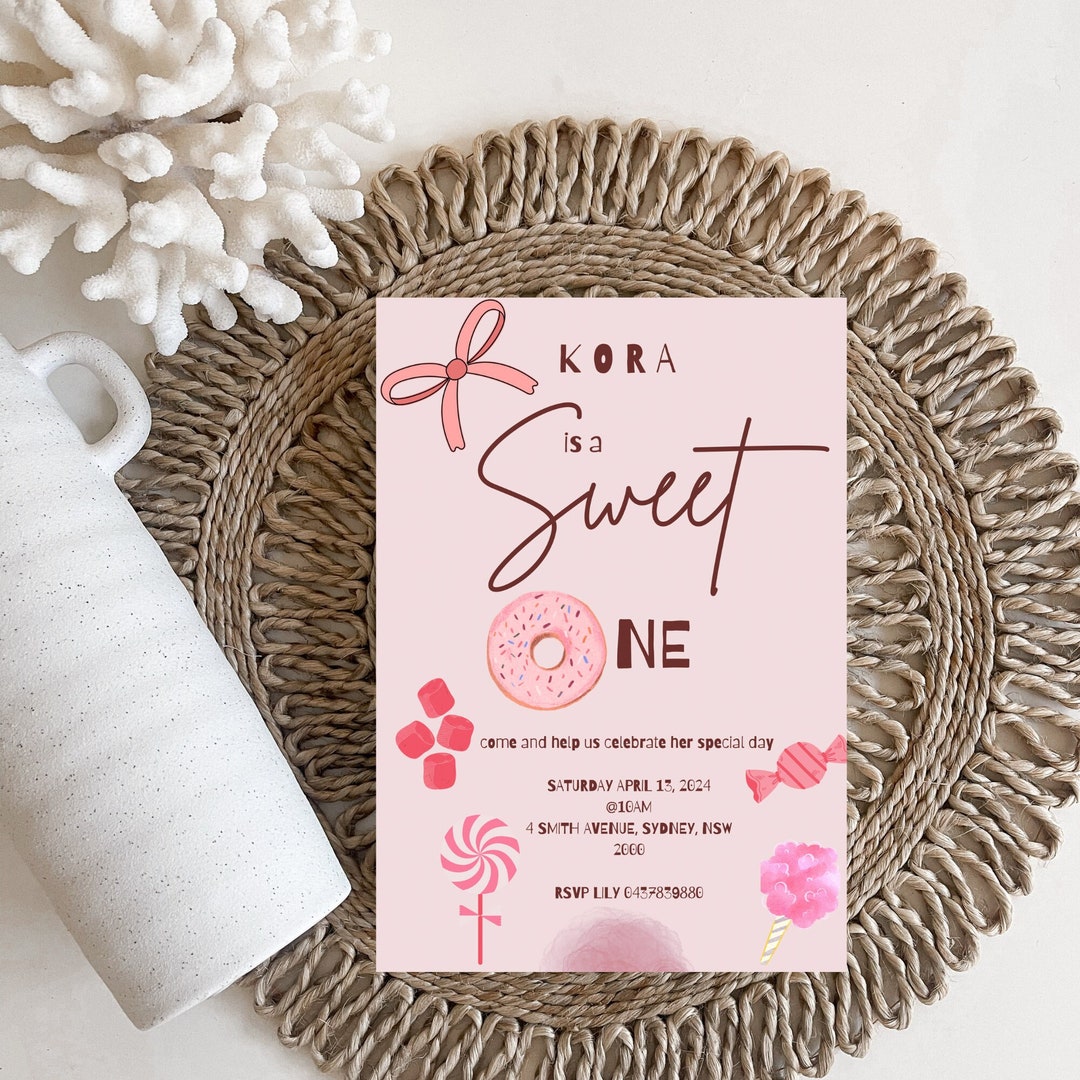 Sweet One Birthday Invitation, Sweet One Birthday, Girls 1st Birthday ...