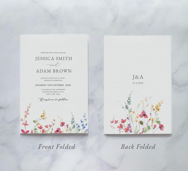 Floral Wedding Invitation Suite Wild Flowers Wedding Invitation Spring ...