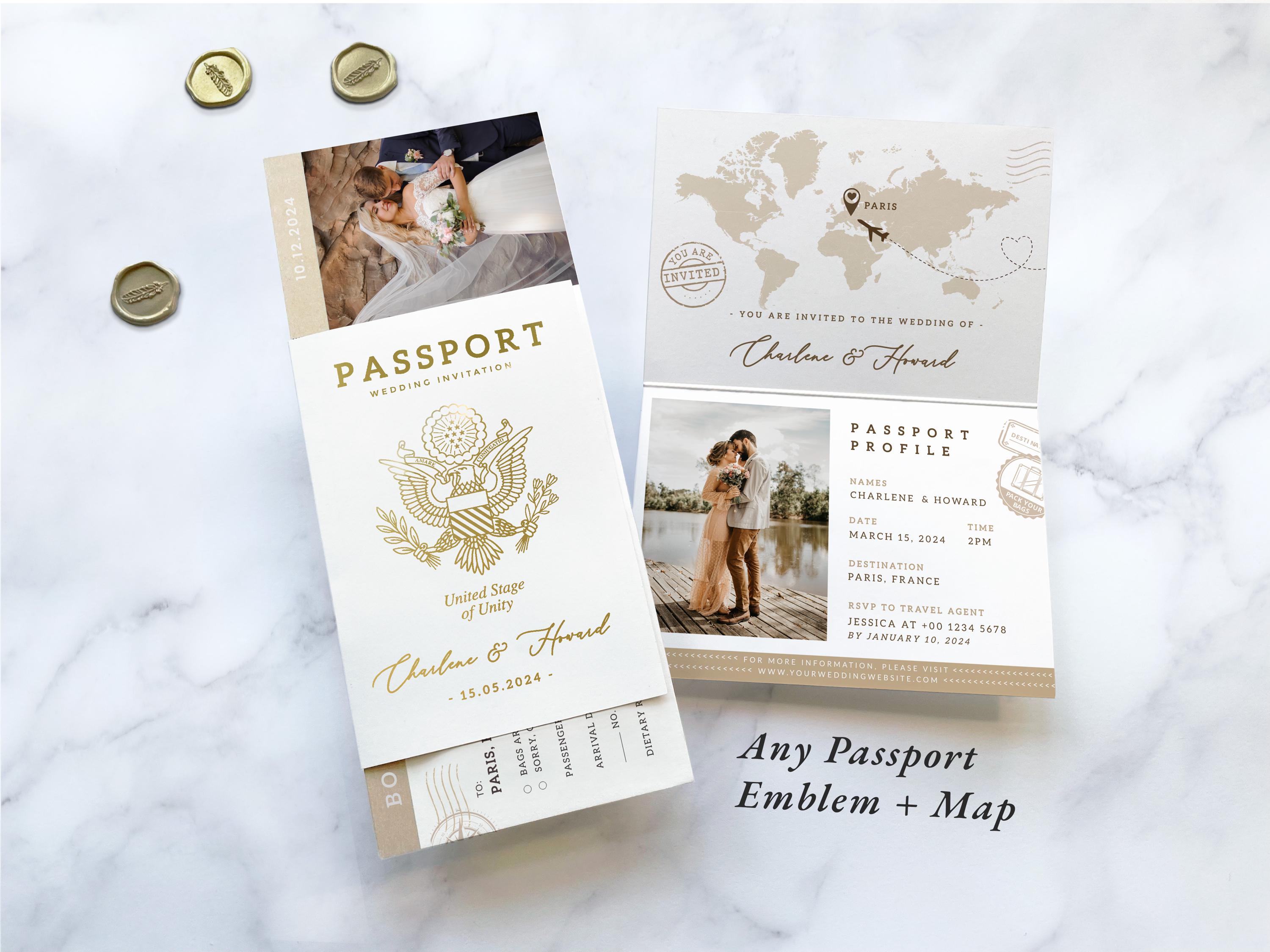 Passport Wedding Invite Boarding Pass Wedding Invitation Sets ...