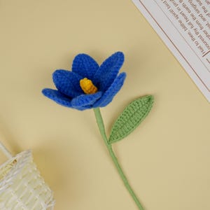 Crochet Blue Tulip & Rose Flower Bouquet PDF Pattern, Decorative ...