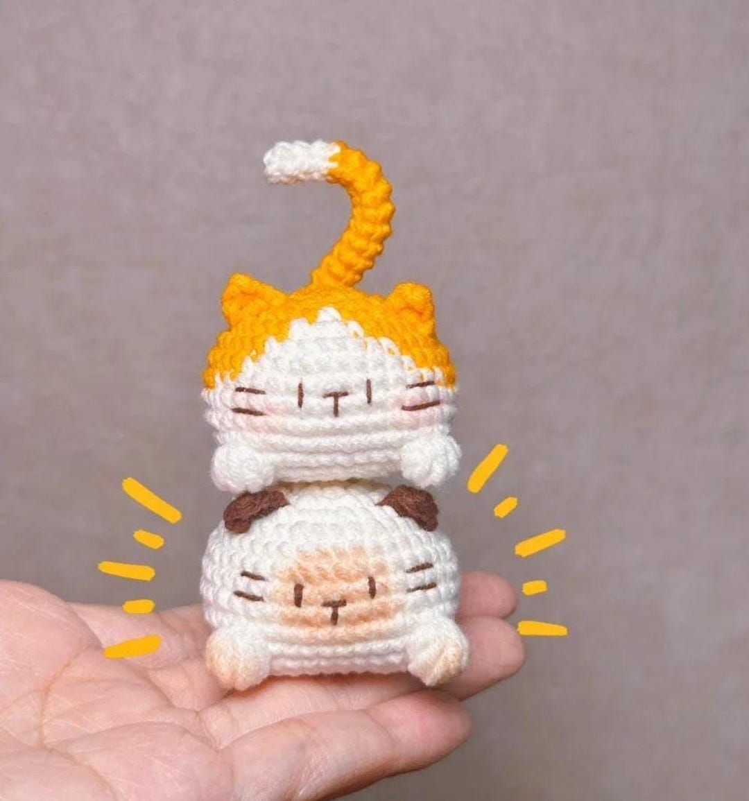 Mini Loaf Cat No Sew Crochet Pattern - Cute Crochet Cat Bag Charm ...