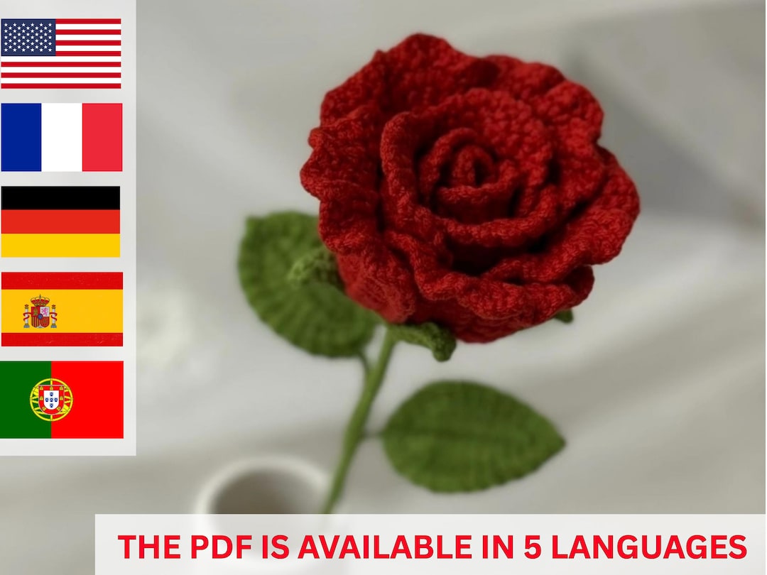 Crochet Rose Flower PDF Pattern - Crochet Pattern Rose Flower for ...