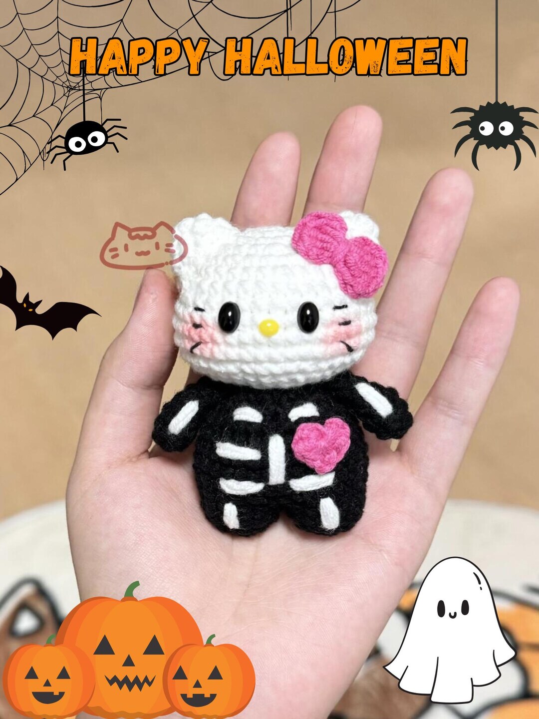 Skeleton Kitty Crochet PDF Pattern - Halloween Spooky Kitty Crochet ...