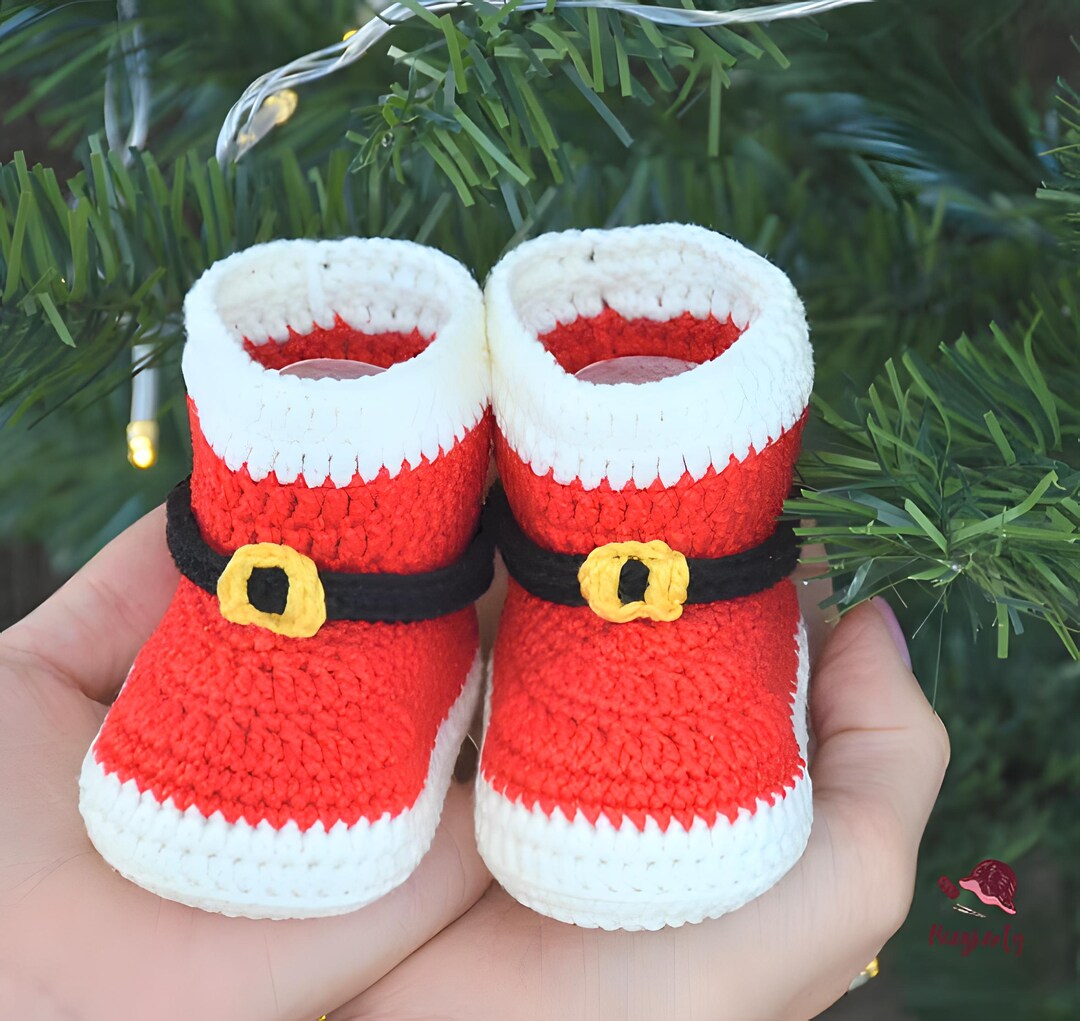Crochet Santa Baby Booties PDF Pattern - Easy PDF Crochet Pattern ...