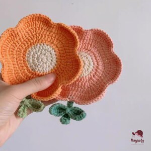 CROCHET PATTERN - Flower Coaster Crochet Pattern, Flower Bouquet Plant ...