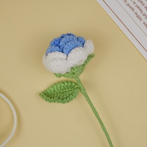 Crochet Blue Tulip & Rose Flower Bouquet PDF Pattern, Decorative ...