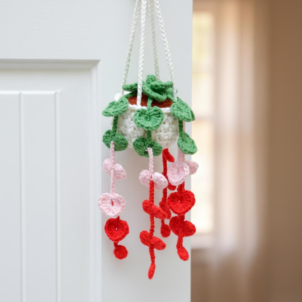Heart Plant Hanging Crochet PDF Pattern - Valentine Gift Crochet ...
