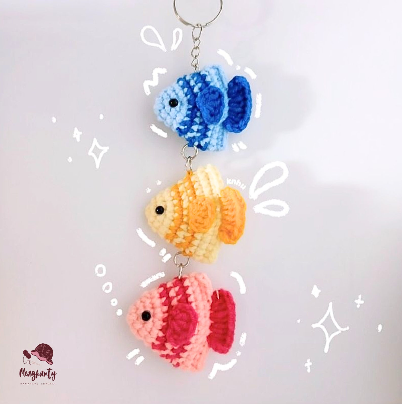 Amigurumi PATTERN: Crochet Little Fish Keychain Pattern, Amigurumi Fish ...
