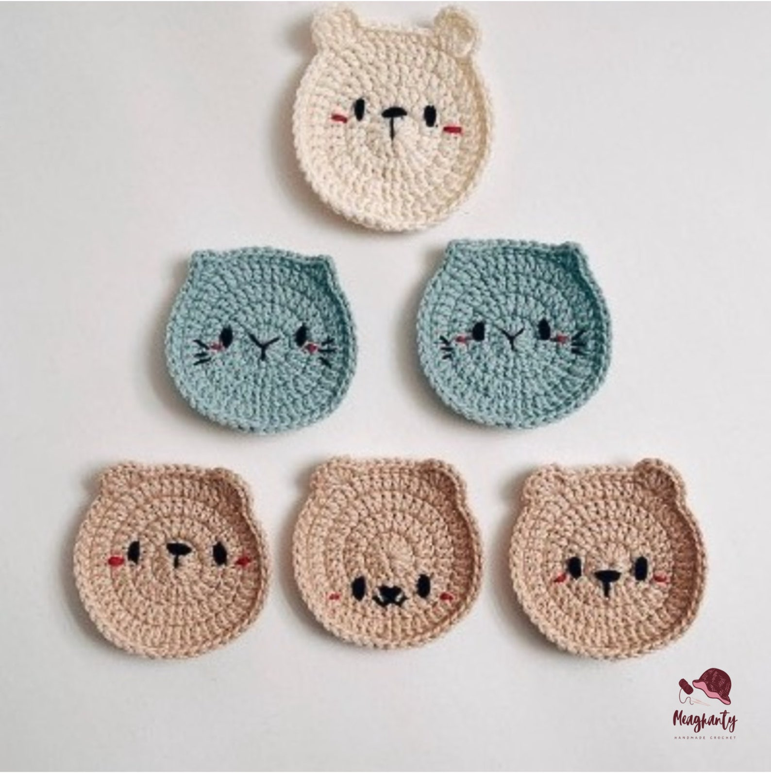 Cute Bear Coaster Crochet Pattern, Cute Bear Design, Home Decor and ...