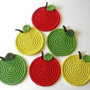 Apple Coaster Crochet Pattern, PDF Instant Download, Fruit Coasters ...