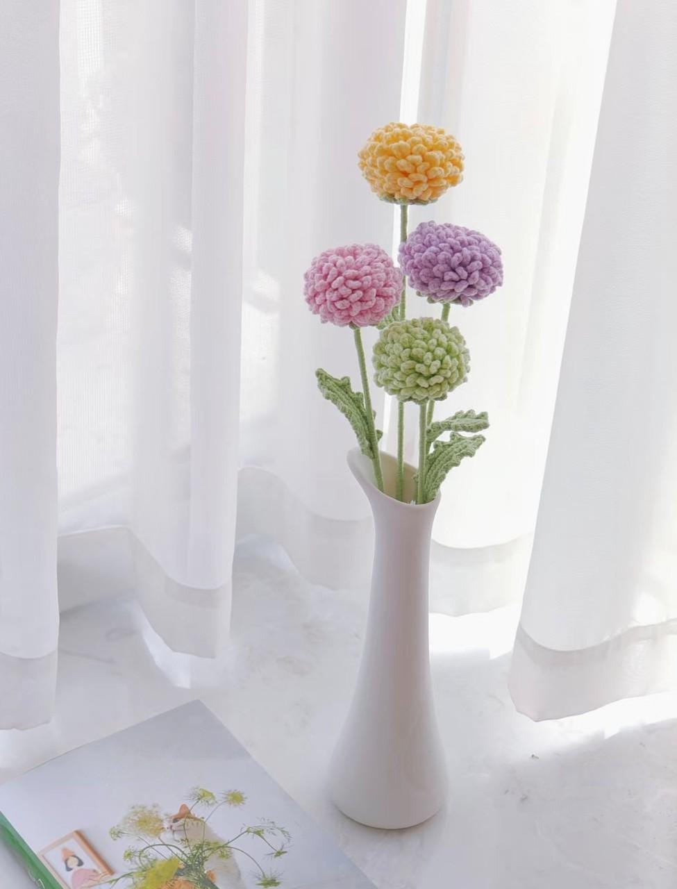 Crochet Ping Pong Daisy Flower PDF Pattern, Decorative Flowers Pattern ...