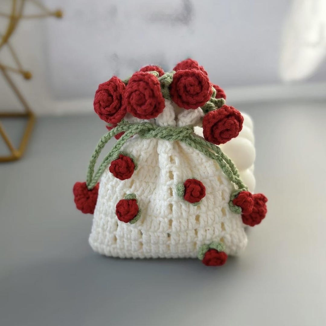 Easy Crochet Rose Pouch PDF Pattern, No Sew Flower Pouch Amigurumi ...